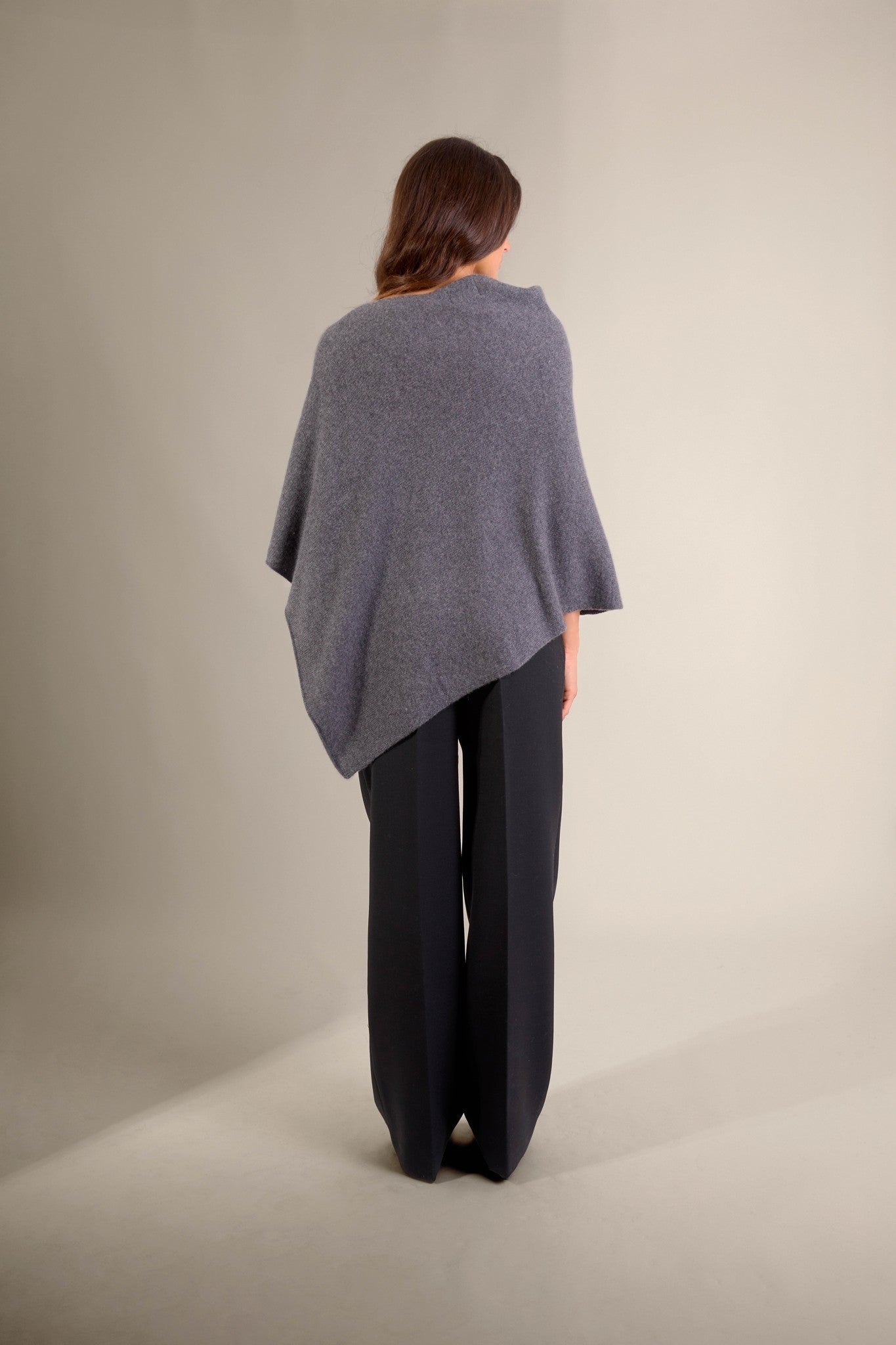GEORGIA poncho 4 fils anthracite chiné 100% cachemire – Perfect Cashmere
